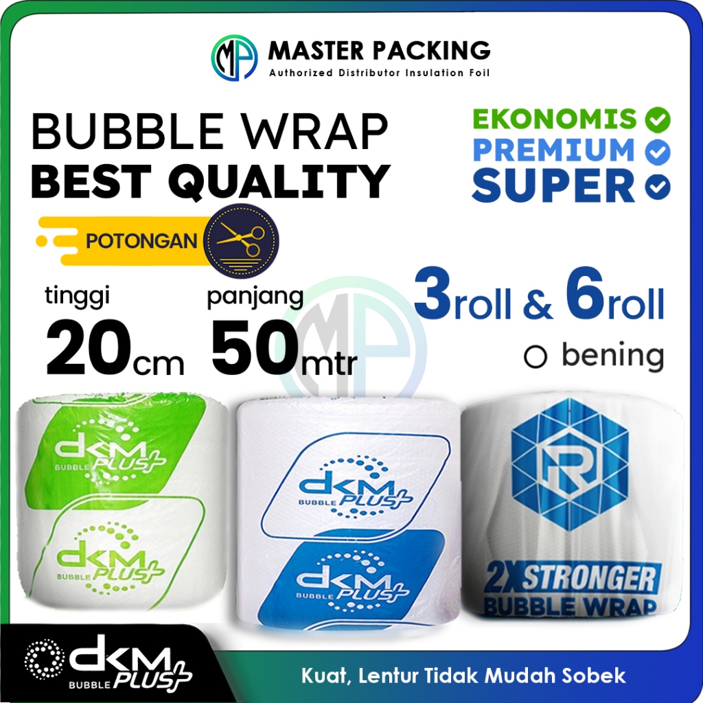 Jual Plastik Bubble Buble Wrap Roll 20cm x 50mtr EKONOMIS Bening Putih ...