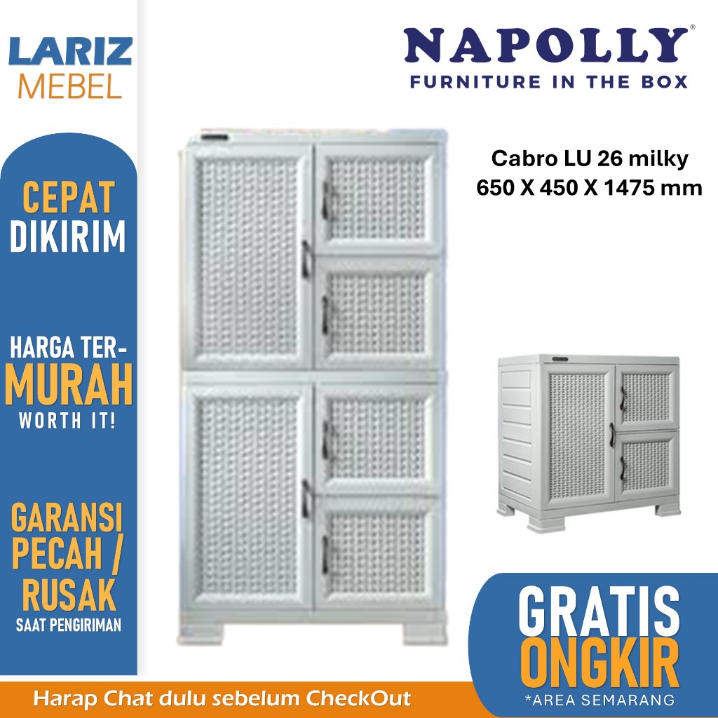 Jual Lemari plastik Napolly CRS LU 26 crs lu 23 cermin milky Napolly ...