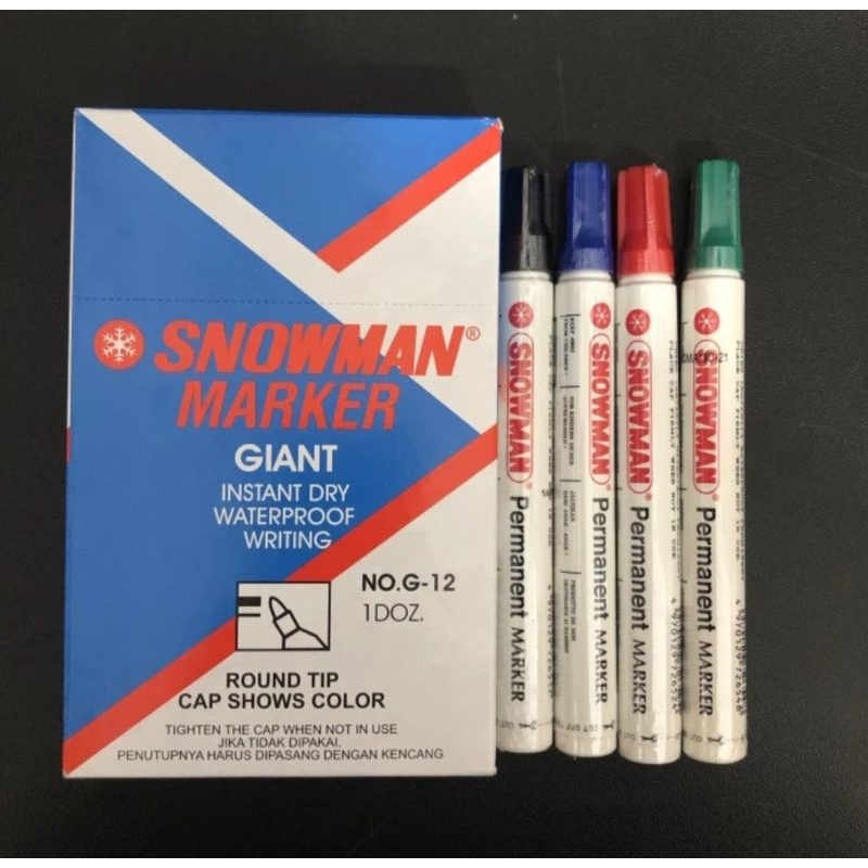 Jual spidol marker permanent snowman G12/ spidol tidak bisa dihapus ...
