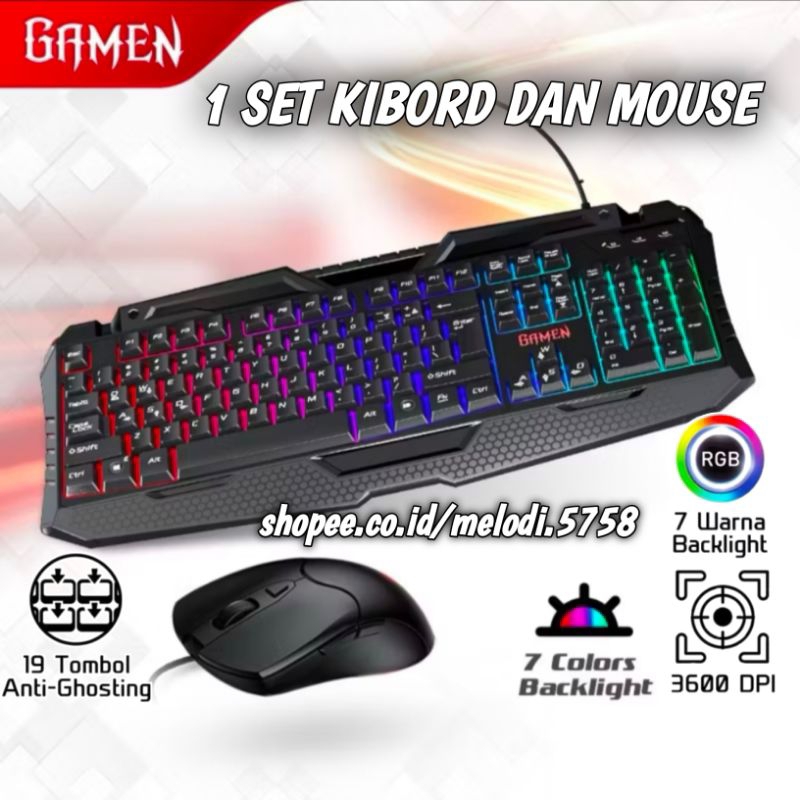 Jual 1 SET GAMEN Mouse + Keyboard GAMING FULL RGB COLOR FULL RGB Gaming ...