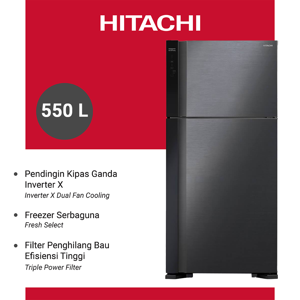 Jual HITACHI Kulkas 2 Pintu Stylish Big 550 Liter R-V70PGD7 BBK | Shopee Indonesia