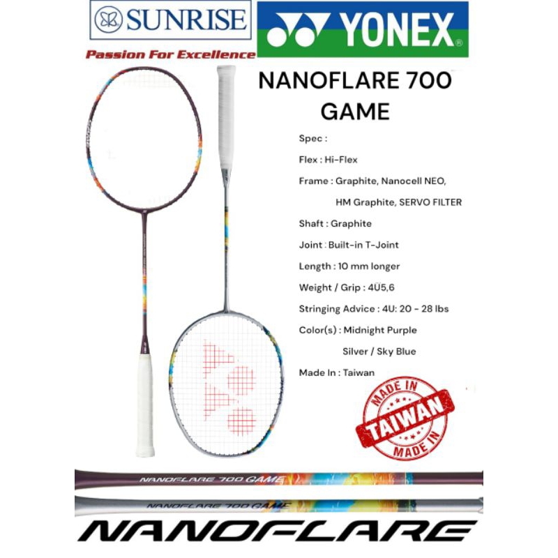 Jual raket bulutangkis YONEX NANOFLARE 700 GAME | Shopee Indonesia