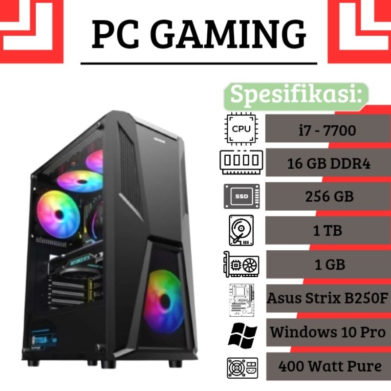 Jual Cpu Gaming i7 Gen 7 Ram 16GB Ssd 256GB Hdd 1TB | Shopee Indonesia