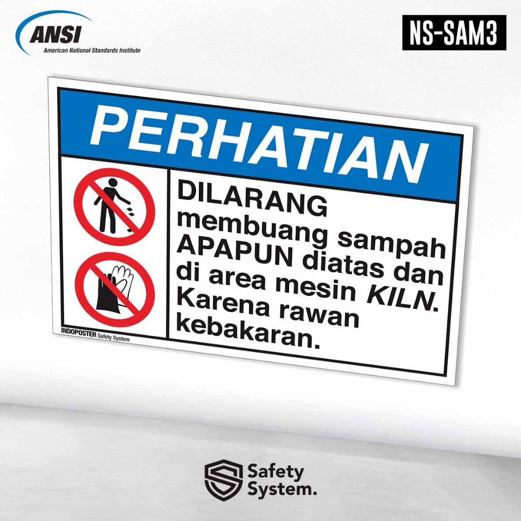 Jual Stiker Safety Sign Rambu K3 ANSI Dilarang Buang Sampah Majun ...