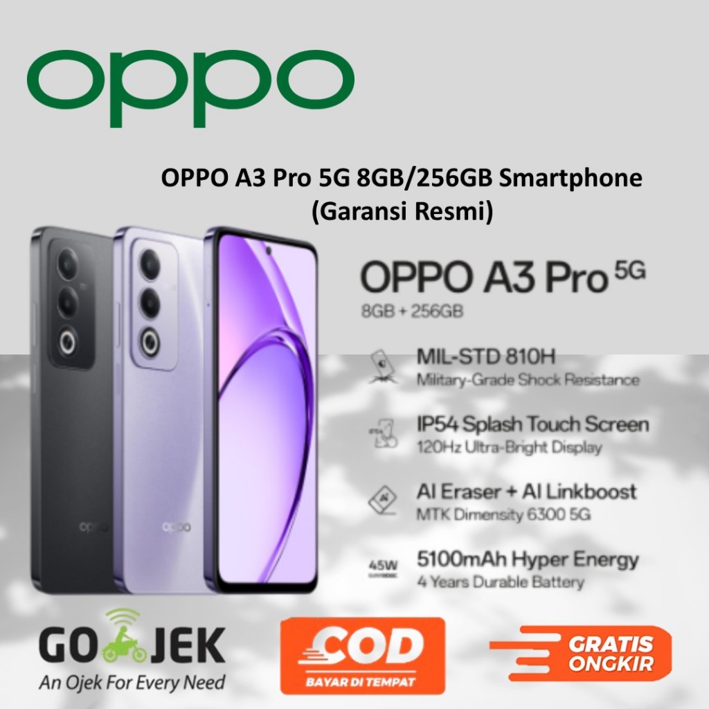 Jual OPPO A3 Pro 5G 8GB/256GB Smartphone (Garansi Resmi) | Shopee Indonesia