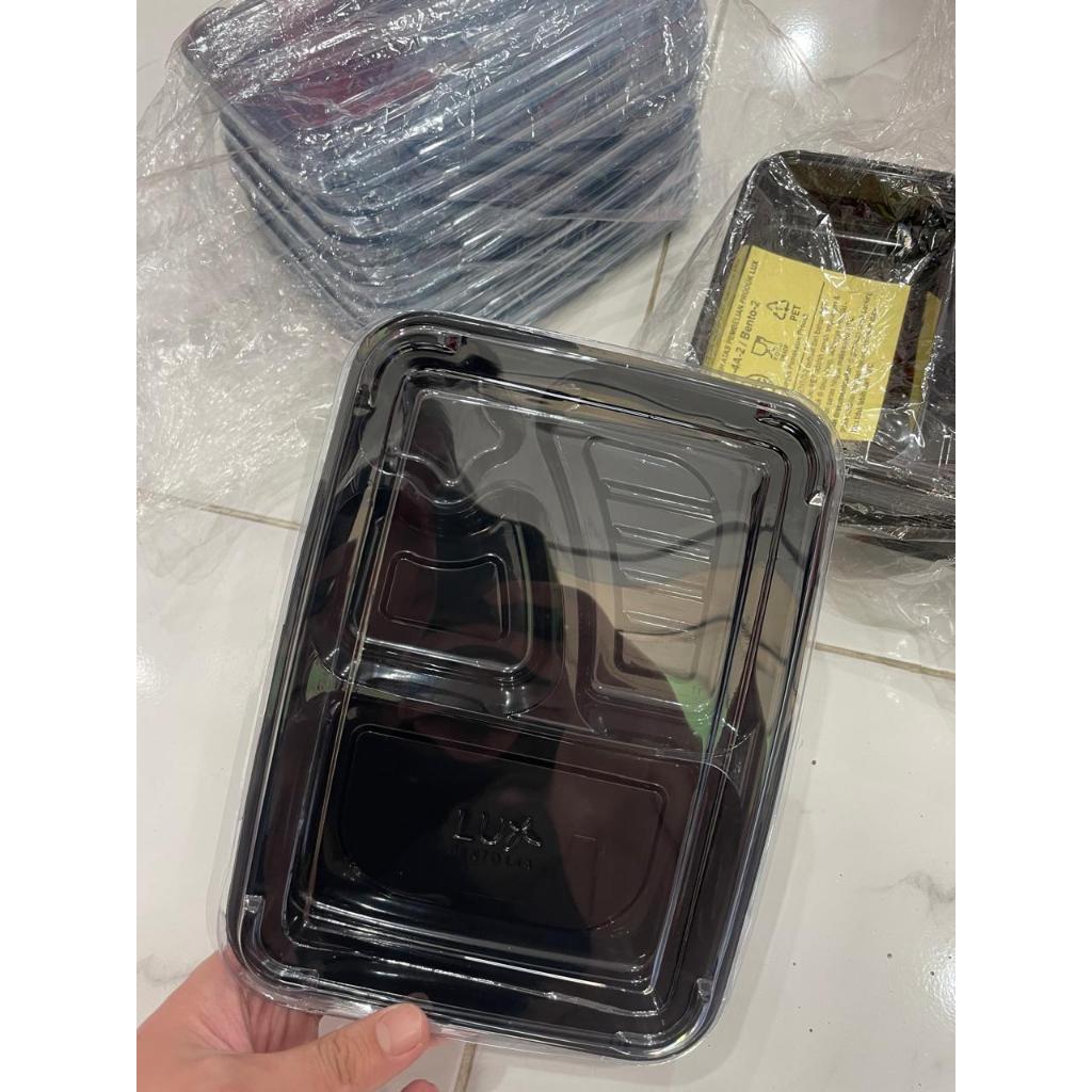 Jual Mika Bento LUX Hitam Sekat 4 Set Tutup Bening Foodgrade | Shopee ...