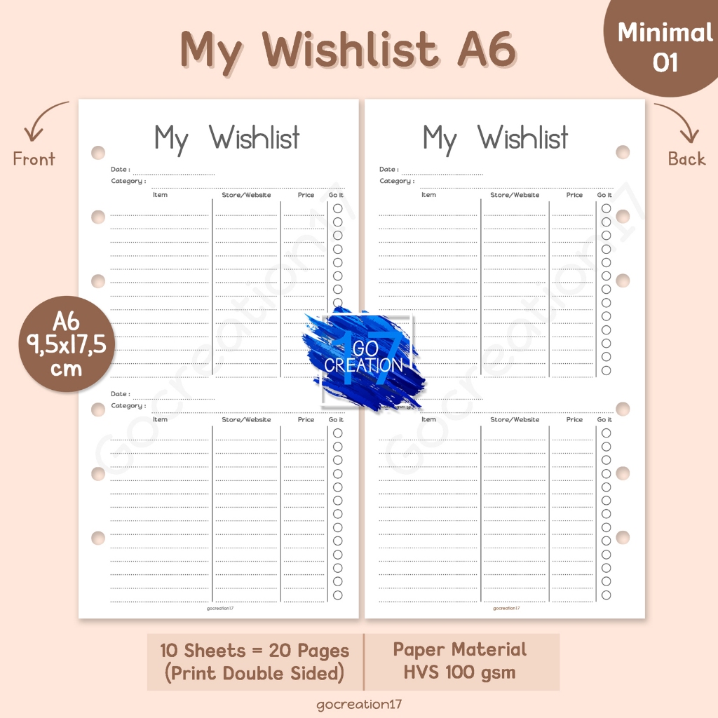 Jual Buku Planner Refill Kertas Isi Binder Wishlist Daftar Belanja ...