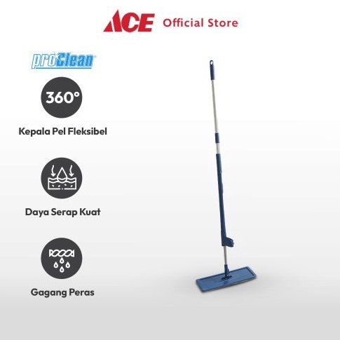 Jual Modern Ace Proclean Alat Pel Flat Biru Tua Flat Mop Pelan Lantai Serbaguna Floor Mop Kain ...