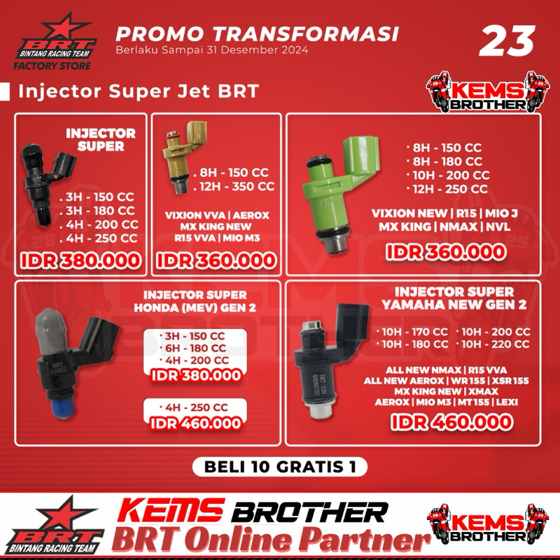 Jual INJEKTOR RACING SUPER JET BRT ORIGINAL, YAMAHA NMAX NVL NVA R15 ...