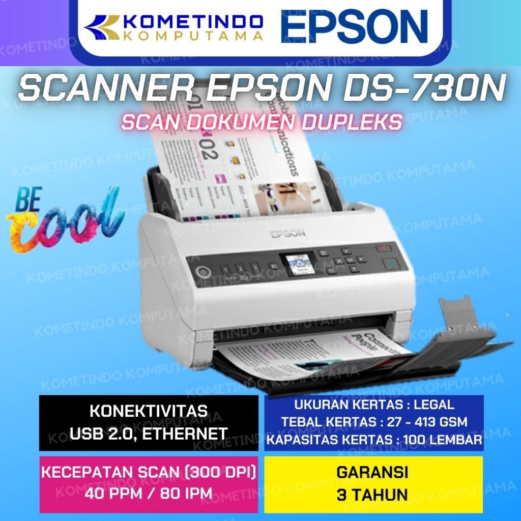 Jual TKDN DS730N A4 Epson WorkForce Duplex Sheet-fed Document Scanner ...