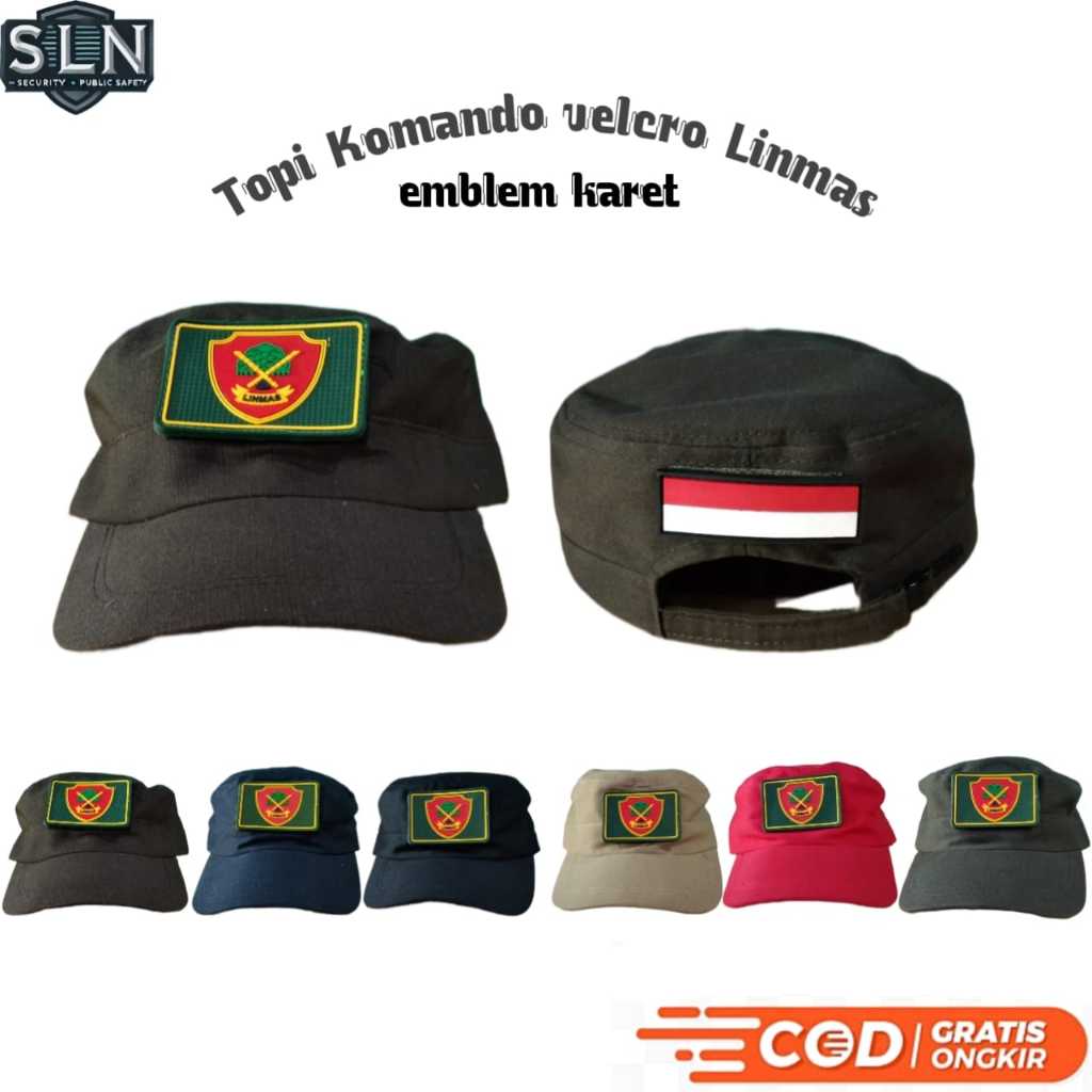 Jual TOPI KOMANDO VELCRO LINMAS EMBLEM KARET | TOPI PELINDUNG ...