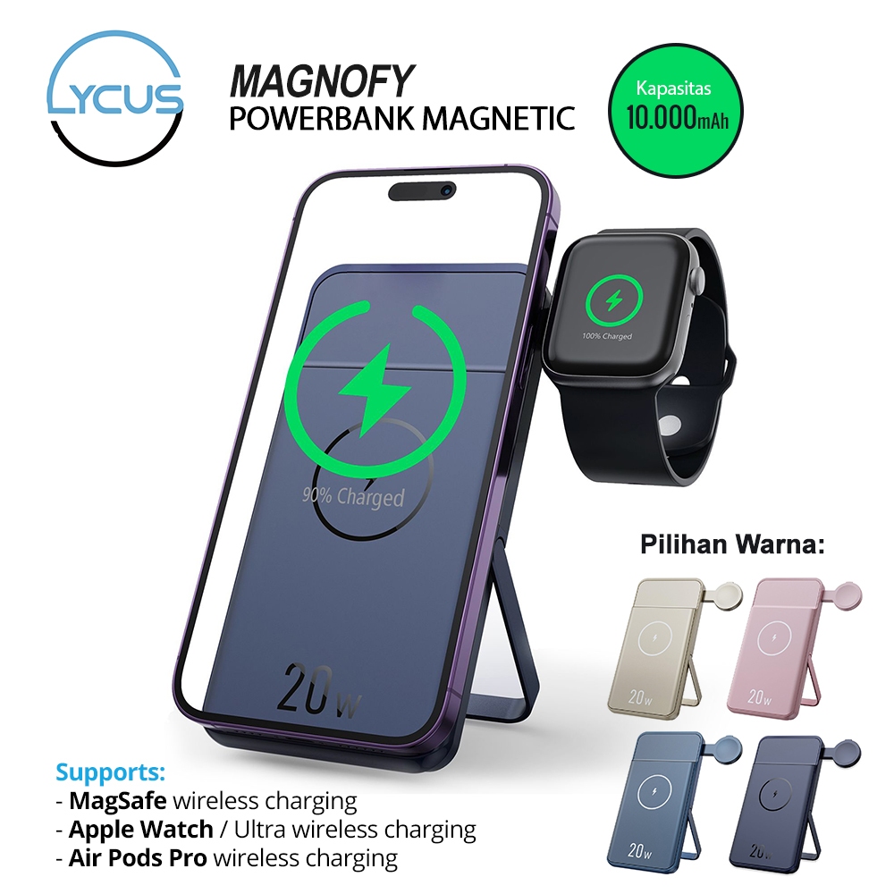 Jual Lycus Magnofy Wireless Magnetic Power Bank 10.000mAh – Black/Biru ...