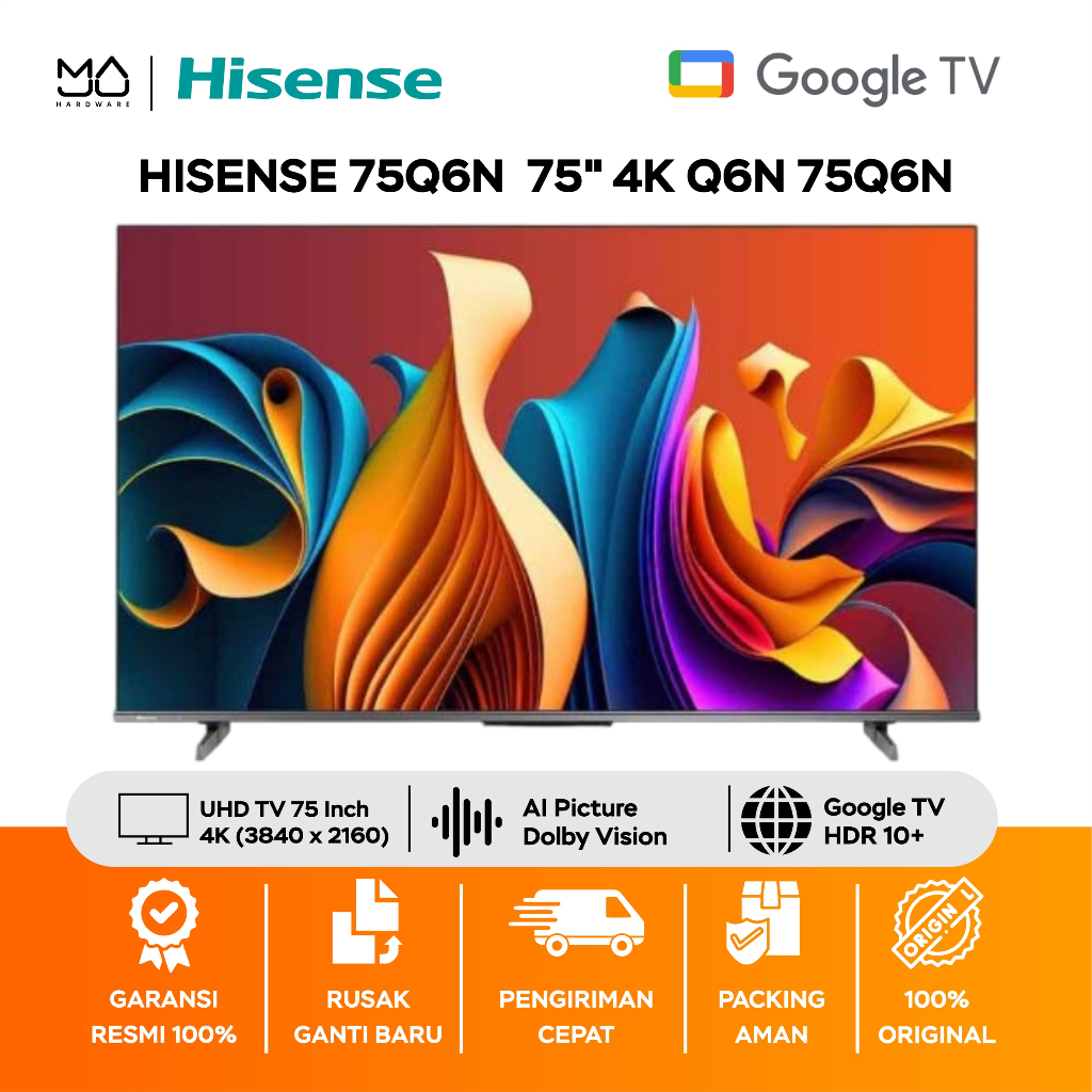 Jual Hisense 75Q6N 75" Inch QLED Quantum Dot Google Smart TV Bezelles ...