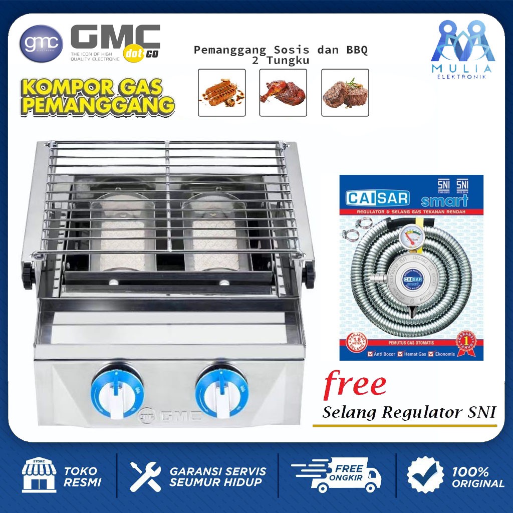 Jual Kompor Panggangan Sosis BBQ 2 Tungku GMC 272 Alat Pemanggang Ayam ...