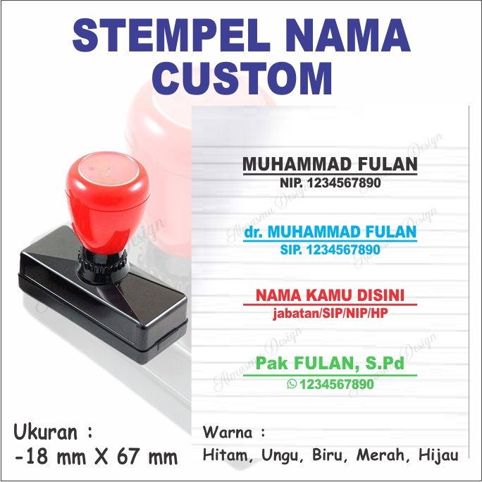 Jual Stempel nama CUSTOM - 18 mm X 67 mm | Shopee Indonesia