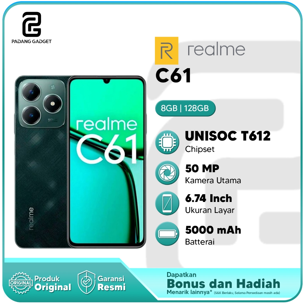 Jual Realme C61 8+8/128GB Hp Android Smartphone Original Garansi Resmi ...