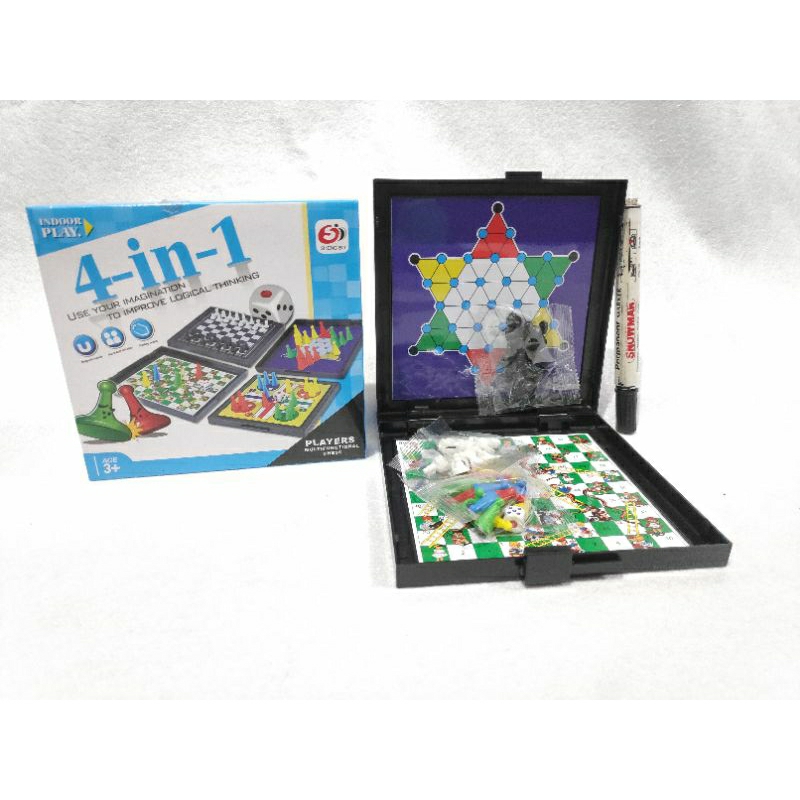 Jual MAINAN LUDO CATUR ULAR TANGGA HALMA MAGNETIC MINI 4 IN 1 3 IN 1 18 ...