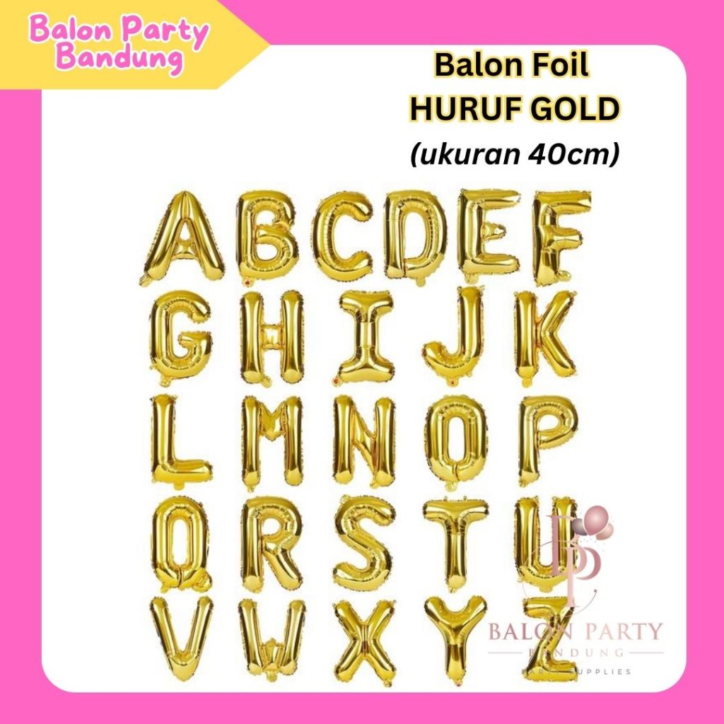 Jual [ SATUAN ] Balon Foil Huruf Ukuran 40 Cm (GOLD) | Shopee Indonesia