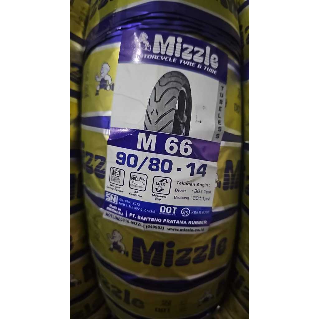 Jual Ban mizzle tubeless 90/80-14 m66 m 66 - m77 m 77 (1 ban) | Shopee ...