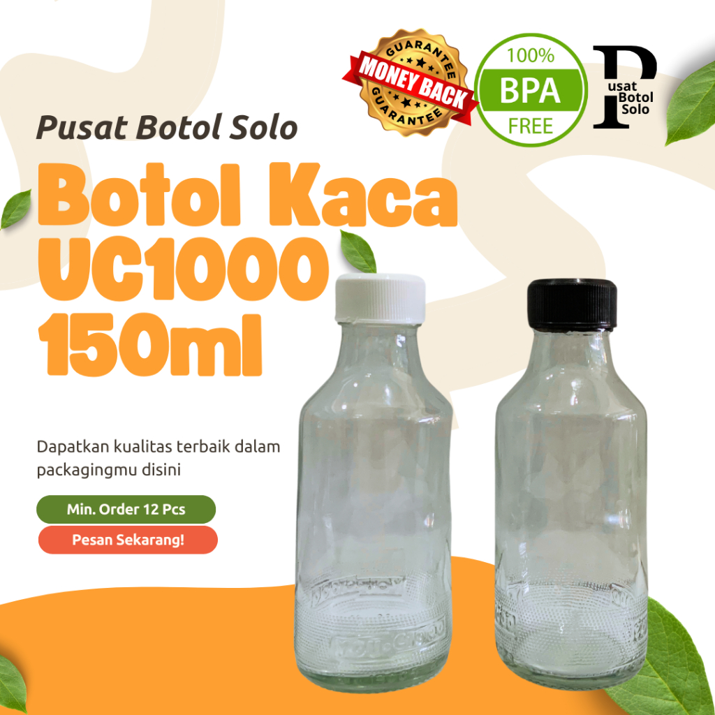 Jual Botol Kaca UC 1000 150ml Lengkap Tutup dan Plug Isi 12 BK4 ...