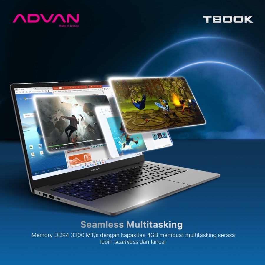 Jual Advan Laptop TBOOK Intel N100 ram 4GB/8GB eMMC 128GB 14" HD ...