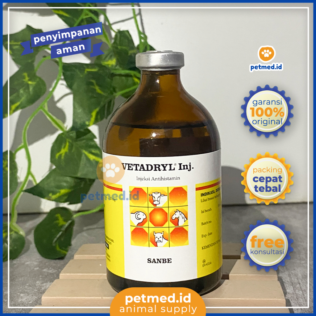 Jual Vetadryl Sanbe inj 100ml untuk hewan antihistamin | Shopee Indonesia