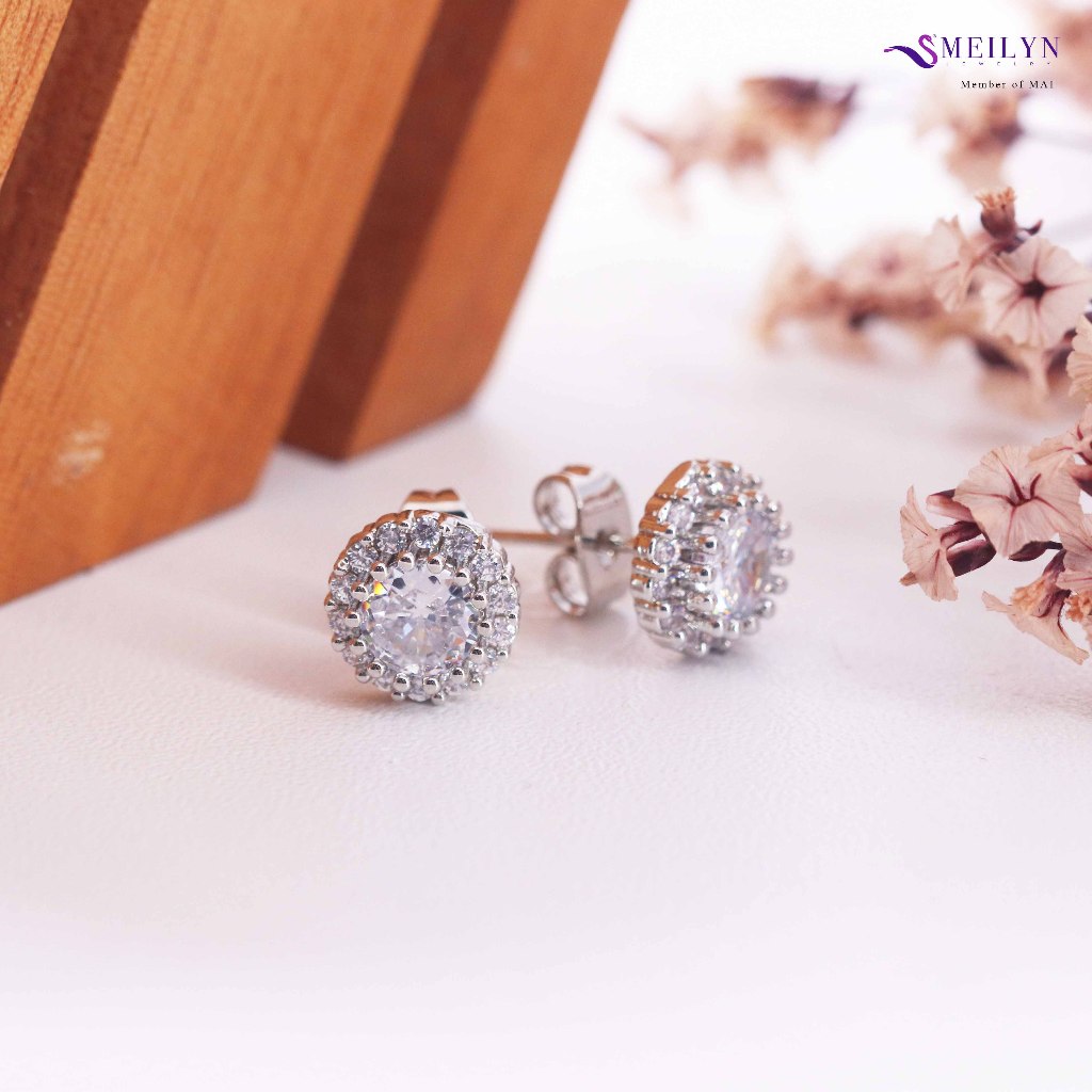 Jual MEILYN Anting Tusuk Perhiasan Wanita Permata Gemma Rounder Stud ...