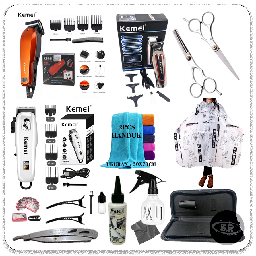 Jual Kemei Paket barbershop alat cukur rambut alat pangkas rambut lengkap 1 set original kumplit ...