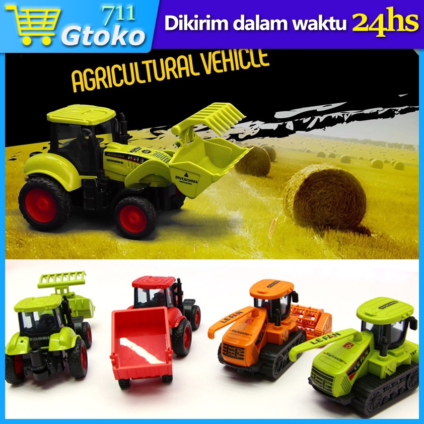 Jual Mainan Anak Diecast Traktor Sawah Bulldozer Farm Truck Miniatur ...