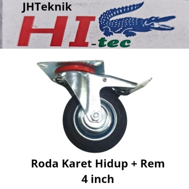 Jual JH Teknik-Roda Karet Hidup + Rem 4" HITEC/Roda Trolley Troli Hidup ...