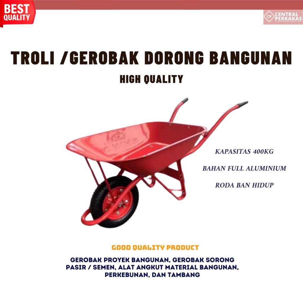 Jual Gerobak sorong pasir / troli semen / trolley / gerobak dorong ...
