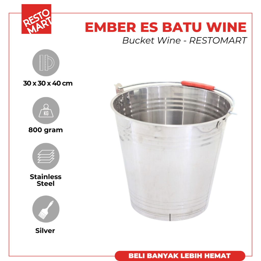 Jual Ember Es Batu Wine / Bucket Wine RESTOMART Stainless Steel ...