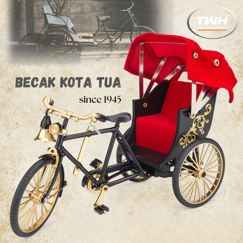 Jual TWH MAINAN BECAK KOTA TUA SEPEDA JADUL SKALA 1:10 BAHAN METAL/BESI ...