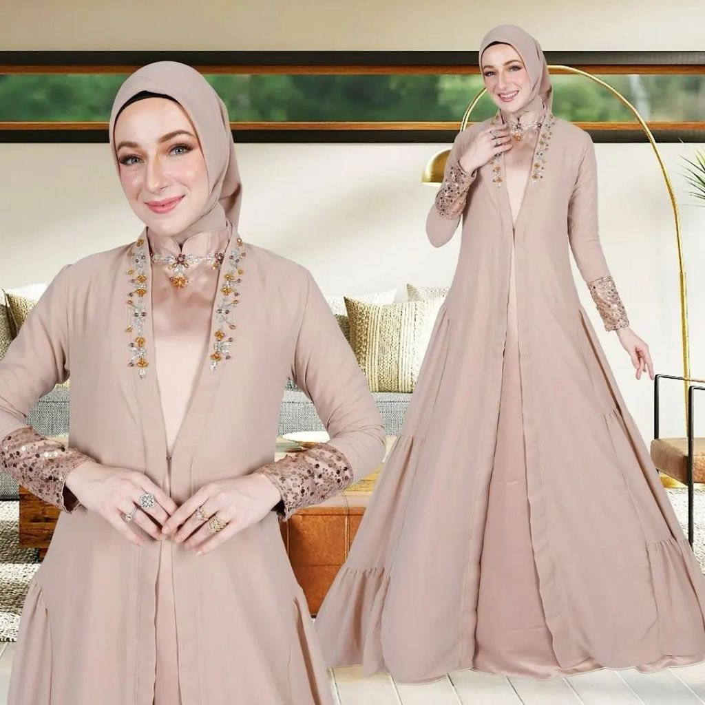 Jual Paula Dress Set Rompi Bahan Velvet Mix Babydoll + Squin Dress ...