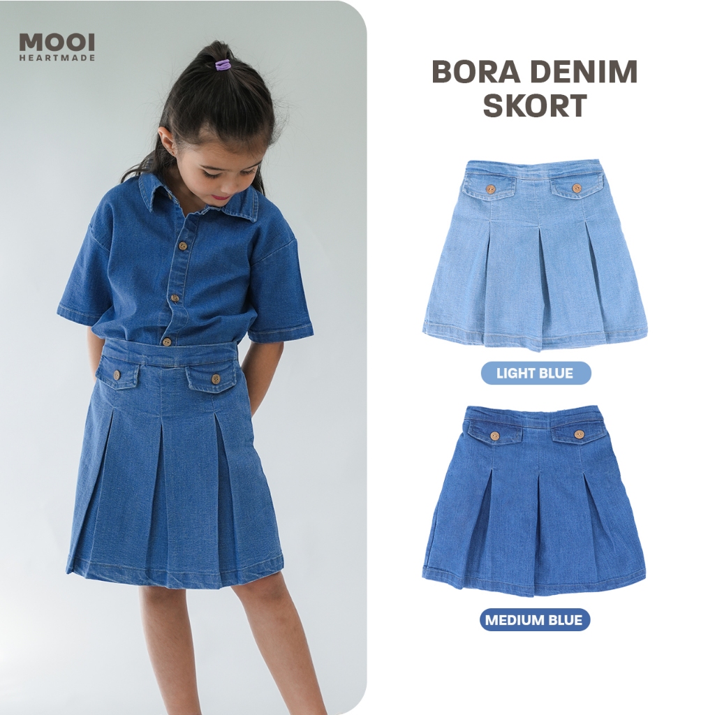 Jual Mooi Rok Celana Skort Jeans Anak Bora Denim Skort | Shopee Indonesia
