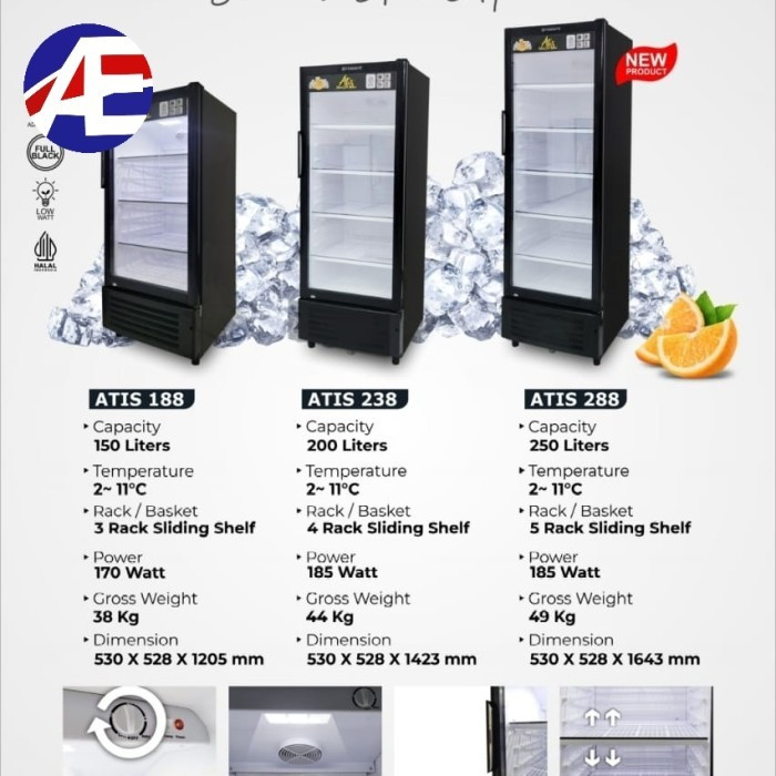 Jual Kulkas Showcase Frigigate Atis 288 5 Rak | Showcase 5 Rak | Shopee ...