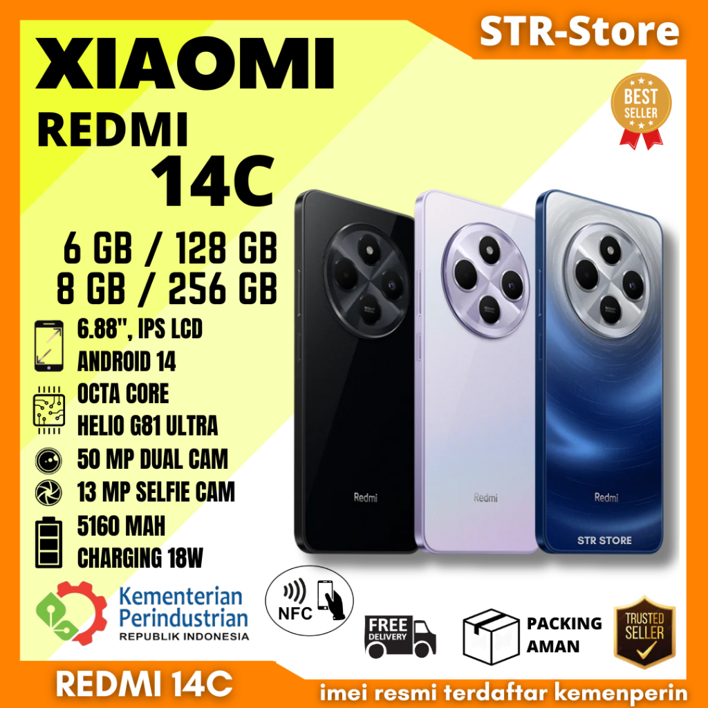 Jual XIAOMI REDMI 14C 8/256 GB GARANSI RESMI XIAOMI 14C 6/128 GB NFC - XIAOMI REDMI 14C | Shopee ...
