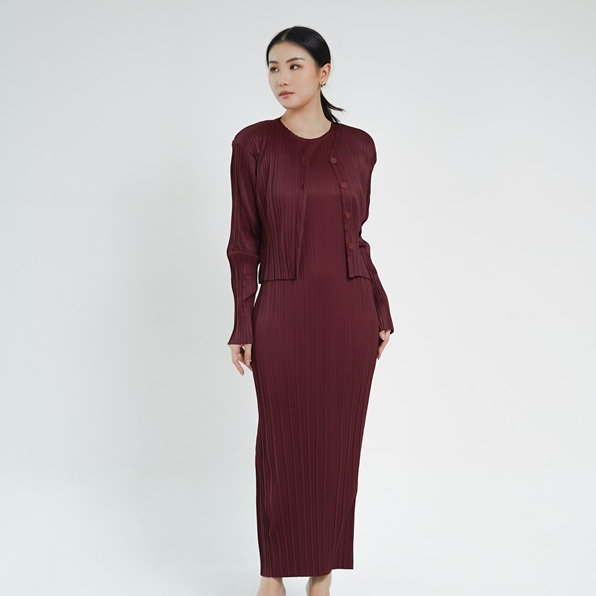 Jual PLEATSY | Gardena Set Dress and Outer | Gaun Wanita Semi Formal | Shopee Indonesia