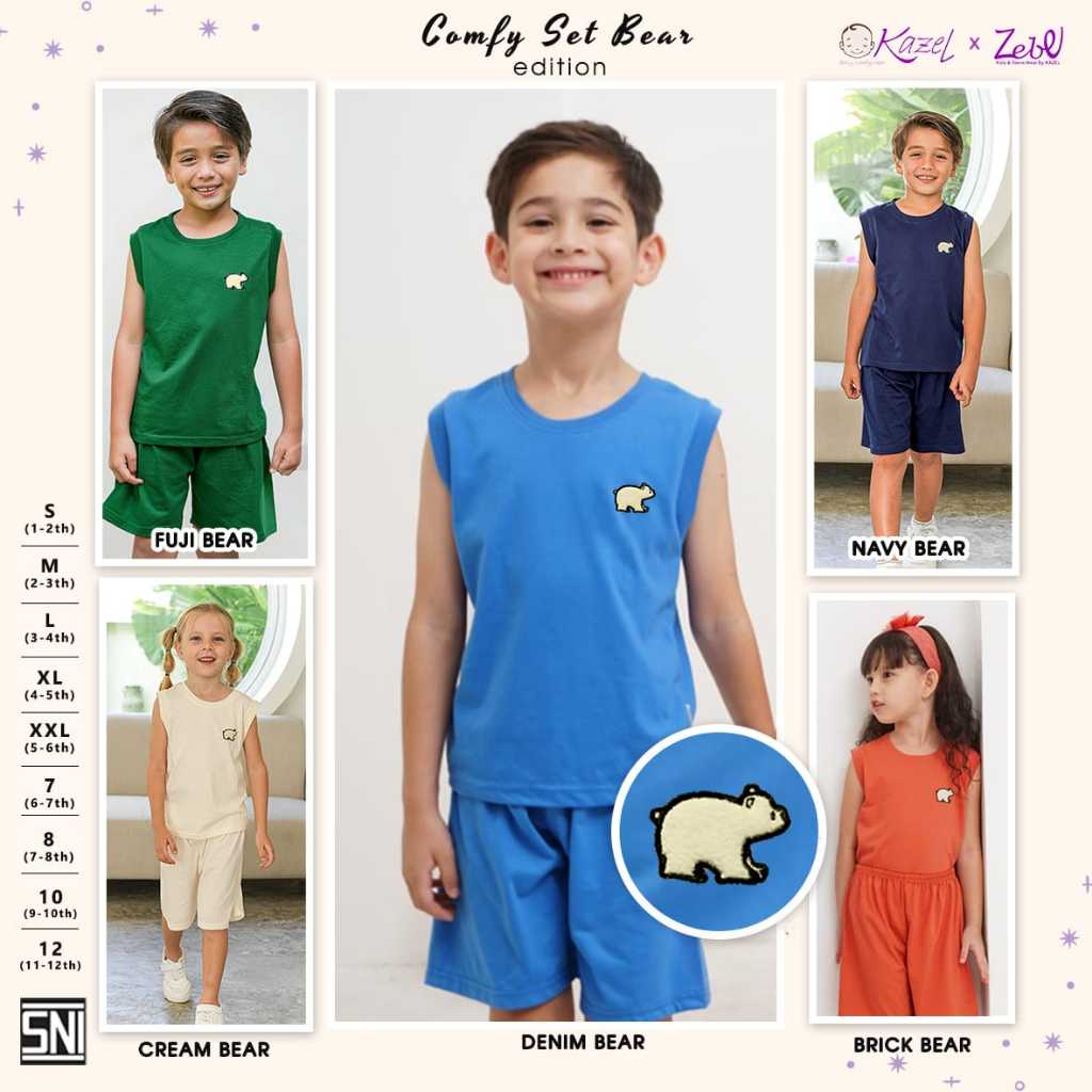 Jual Kazel x Zebe Comfy Set Bordir Bear Edition (1 stel) | Shopee Indonesia