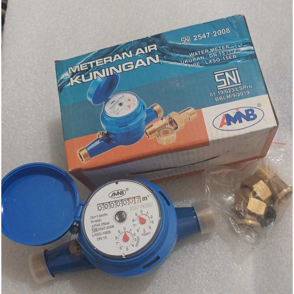 Jual Meteran Air Bodi Besi Kuningan 1/2" AMNB 7 Digit | Shopee Indonesia