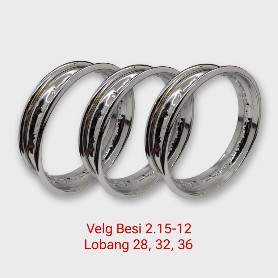 Jual Velg STD Besi Chrome 2.15 - 12 inch Lobang 28, 32, 36 Hole Mini ...