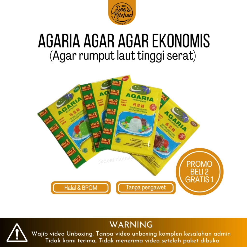 Jual AGARIA EKonomis Agar-agar powder rumput laut plain dan warna 7gr ...