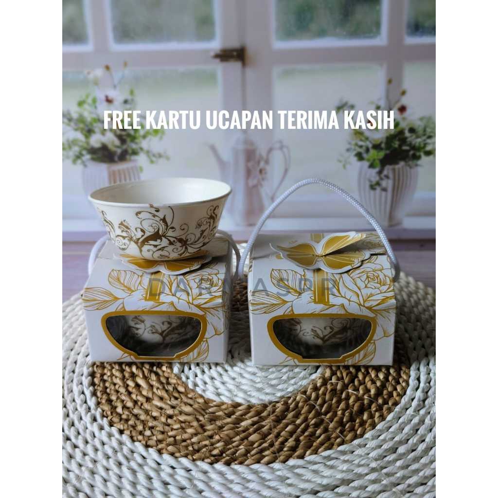 Jual ( Isi 100pcs ) Souvenir Mangkok Bulat Motif Batik Cokelat Kemasan ...