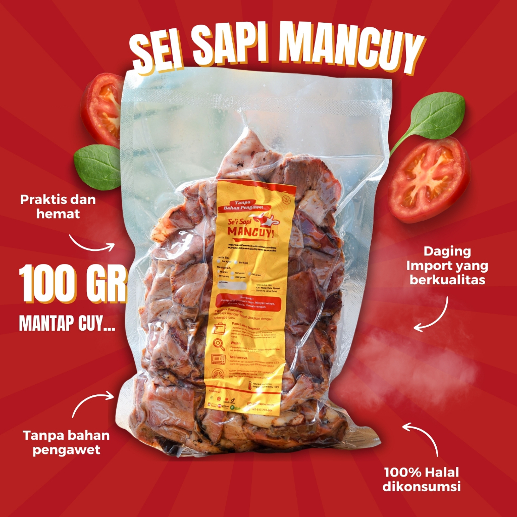 Jual Sei Sapi Mancuy Frozen 100 Gram - Daging Sapi Asap Frozen Sambal Luat Dan Sambal Rica ...