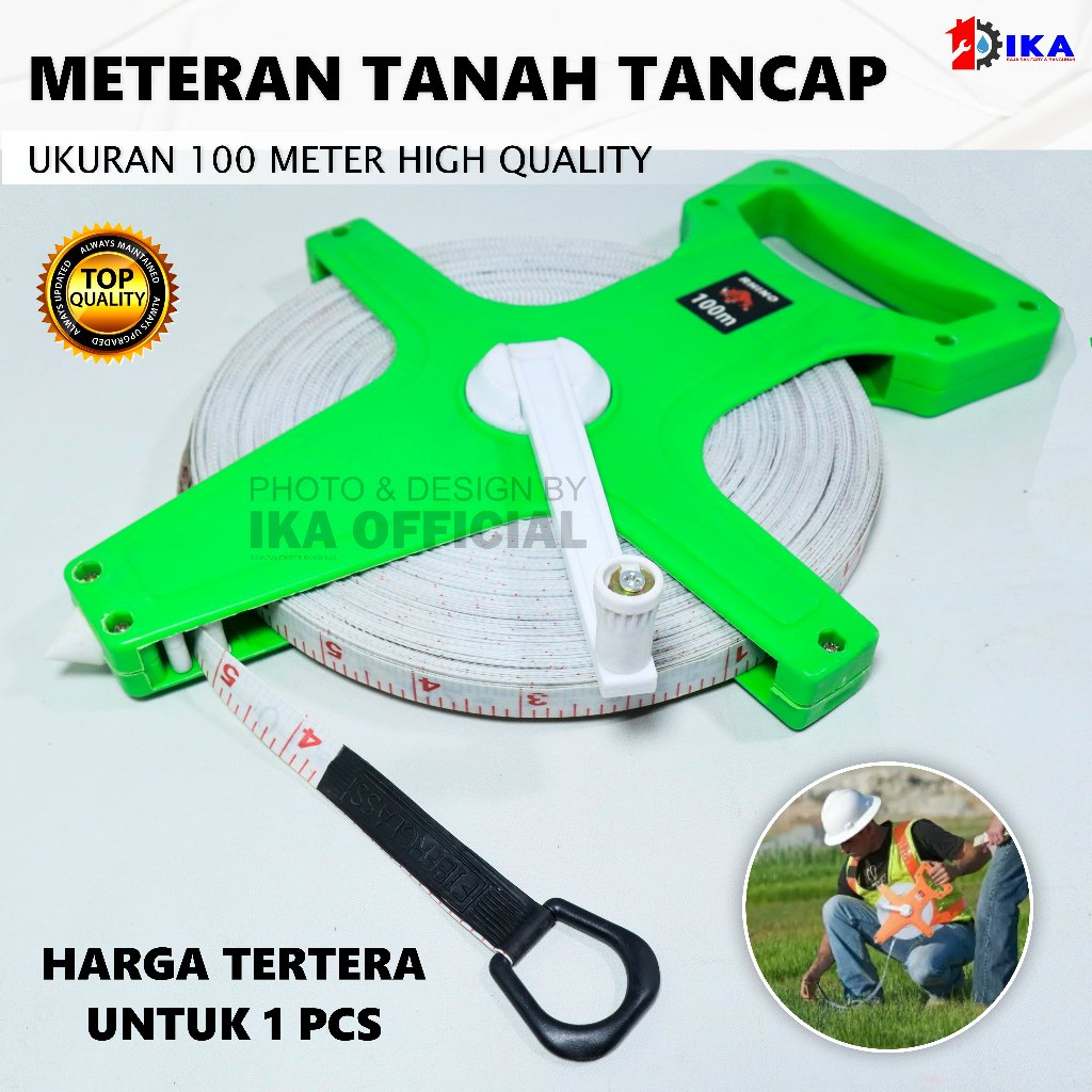 Jual Meteran Fiber PVC 100m Meter Tancap Tanah Meteran Roll / Meteran ...