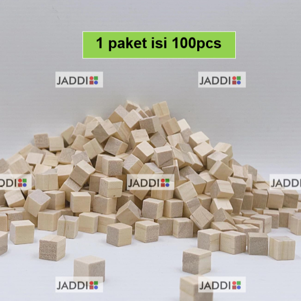 Jual [100pcs] Kubus 1x1x1 cm Edukasi wooden Cube blocks balok kayu ...