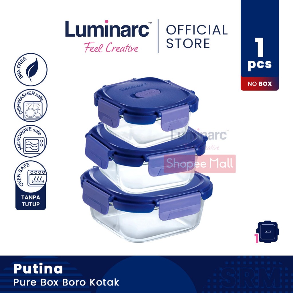 Jual LUMINARC Pure Box/Tempat Makan Kaca Kotak Boro Putina 320ml/560ml/800ml - 1pcs | Shopee ...