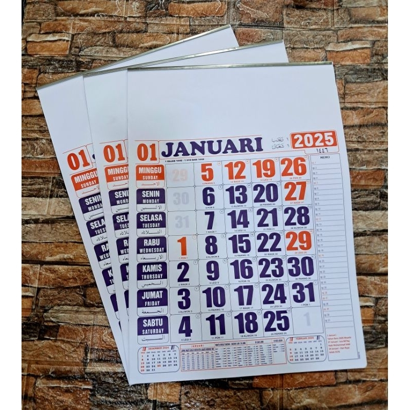 Jual Kalender Kerja Standar Jadwal Shalat Angka Besar Biru Ukuran ...