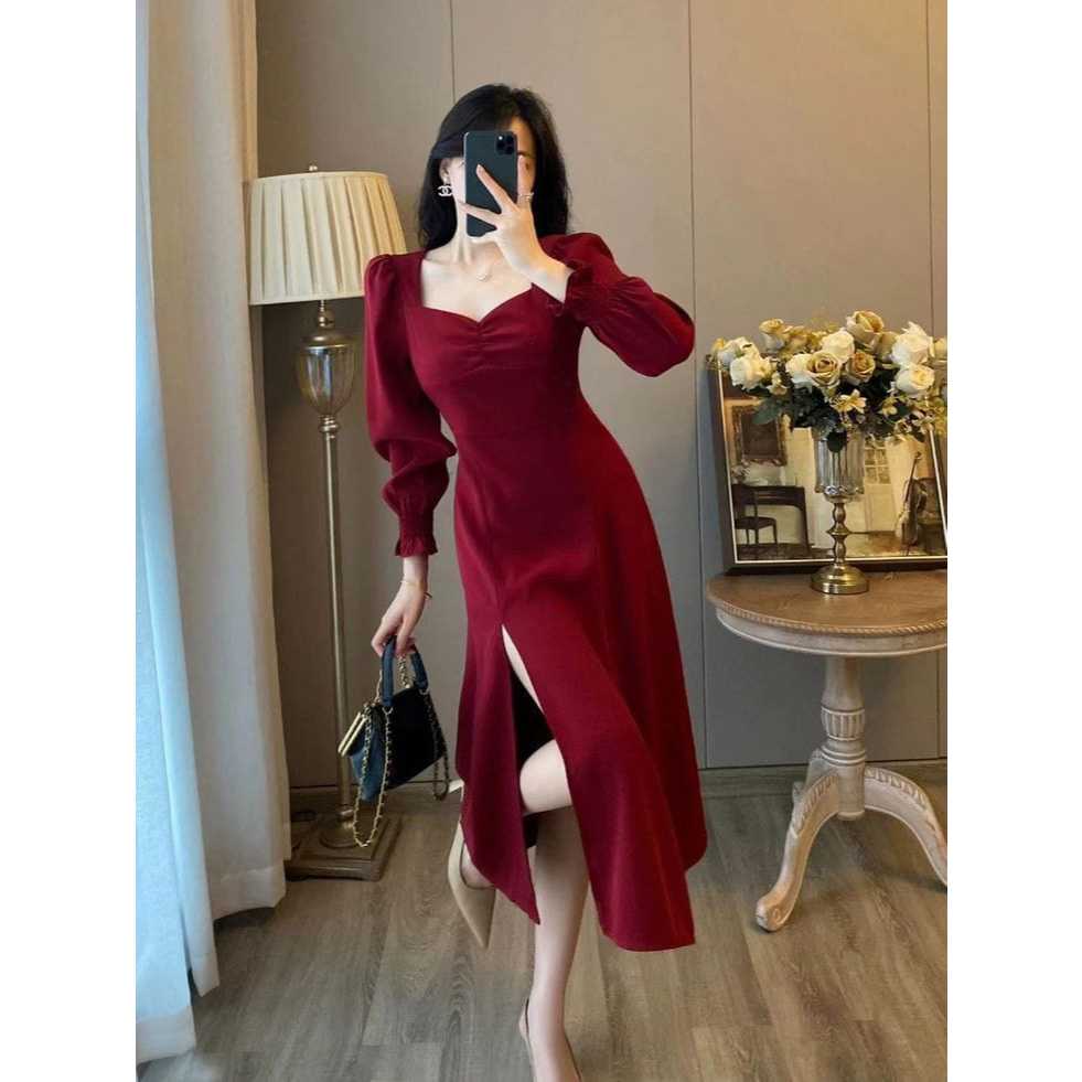 Jual Dress Wanita Korean Style Lisa | Long Dress Kondangan Bridesmaid ...