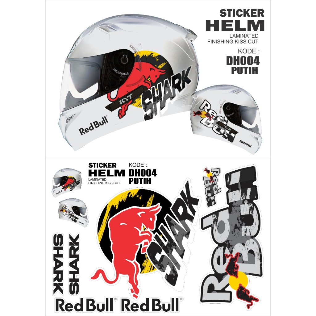 Jual STIKER HELM SET SHARK REDBULL DUA SISI FOR HELM FULL FACE HELM ...